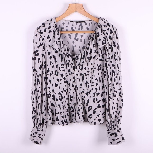 Zara | Tops | Zara Animal Print Shirt Long Sleeve Shirt | Poshmark